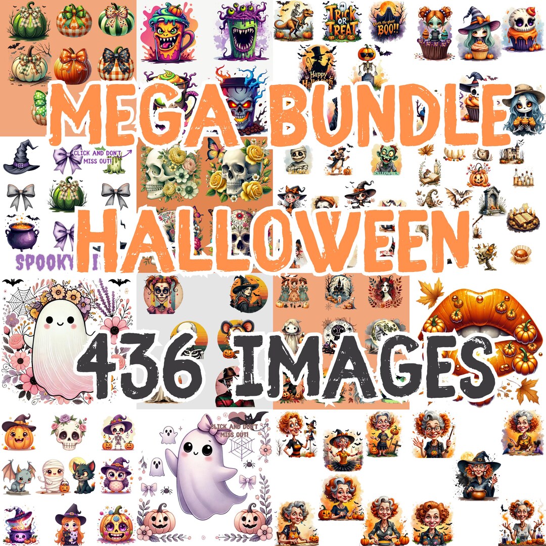 Watercolor Halloween Clipart Megabundle Png. Cute Halloween Images ...