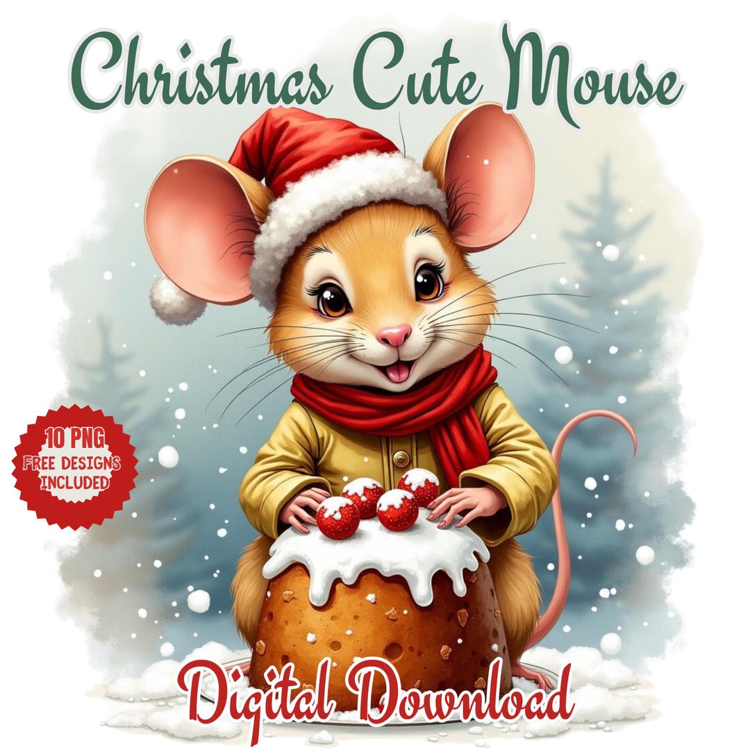 Watercolor Christmas Mouse Clipart PNG Bundle (digital Download) - Etsy