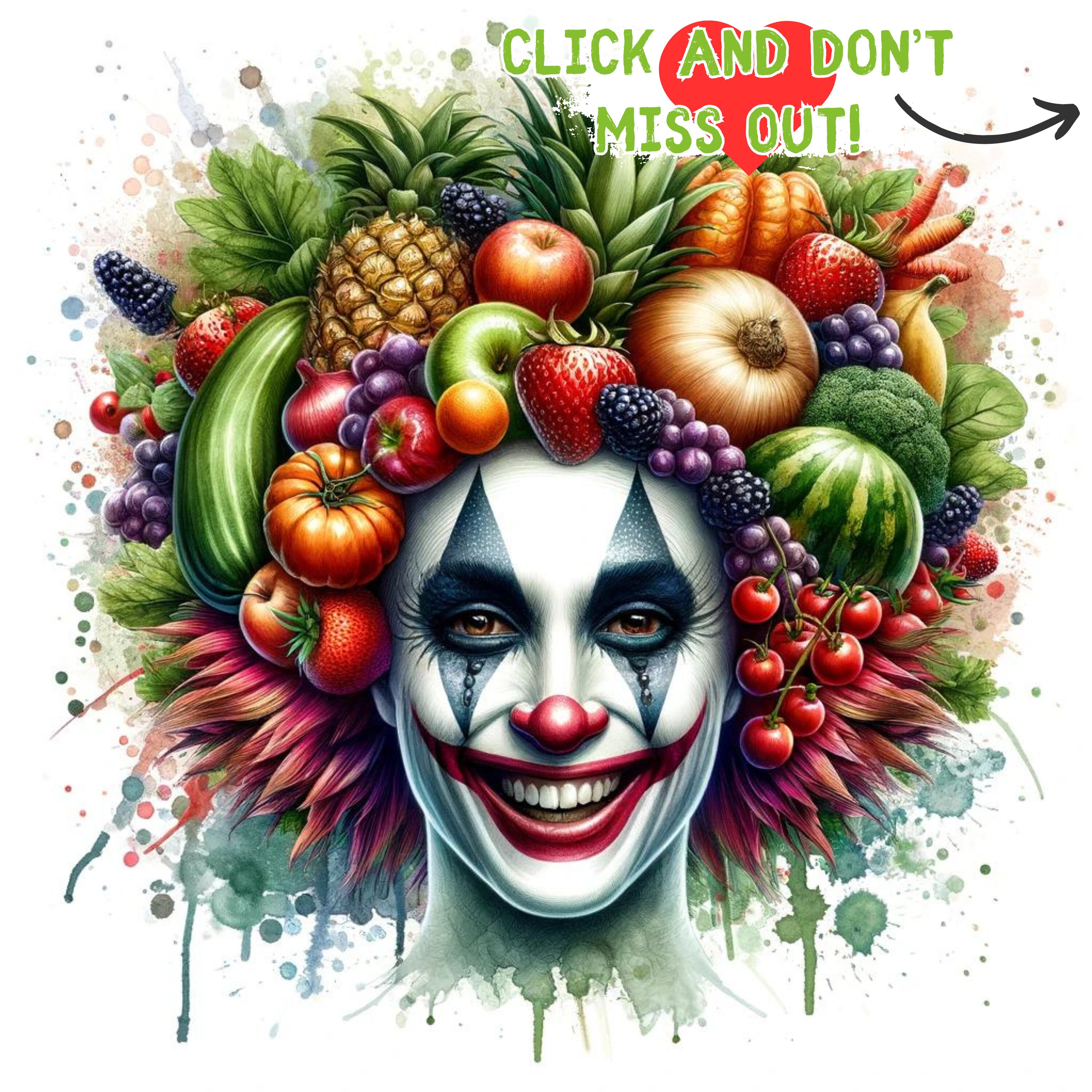 Sweet and Colorful Clown Clipart, Watercolor, PNG. Happy, Cheerful and ...