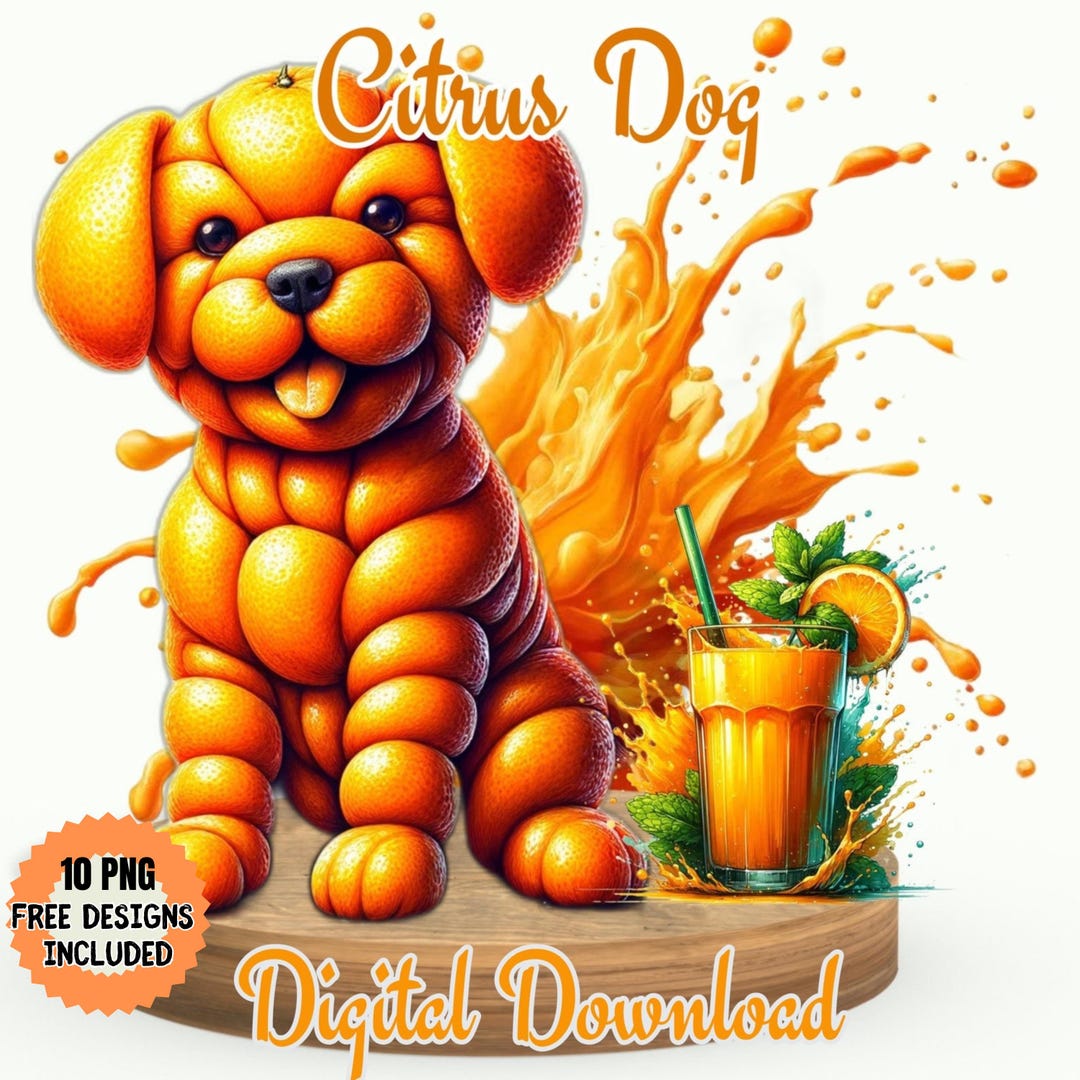 Magic & Cute Orange Dogs Clipart, Watercolor Illustration PNG and JPG ...