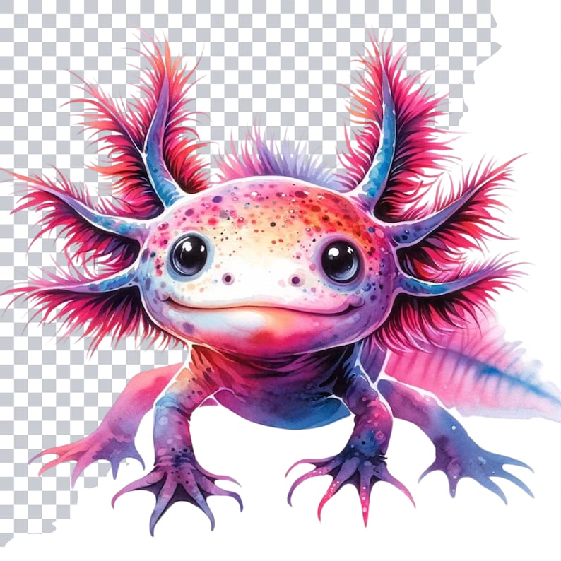 Axolotl Watercolor Clipart. Cute Axolotl Aquatic Art. Axolotl Png ...