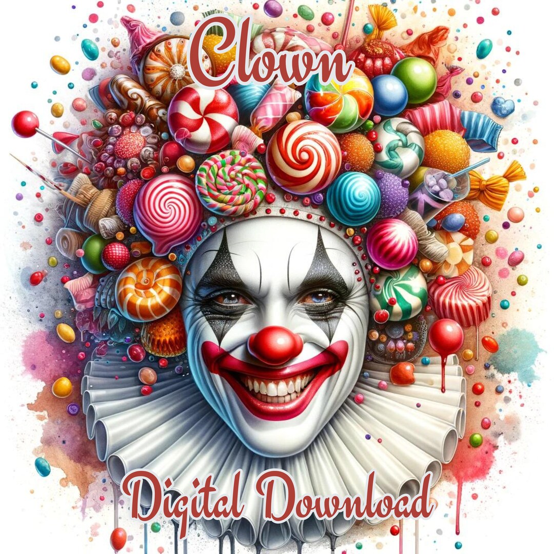 Sweet and Colorful Clown Clipart, Watercolor, PNG. Happy, Cheerful and ...