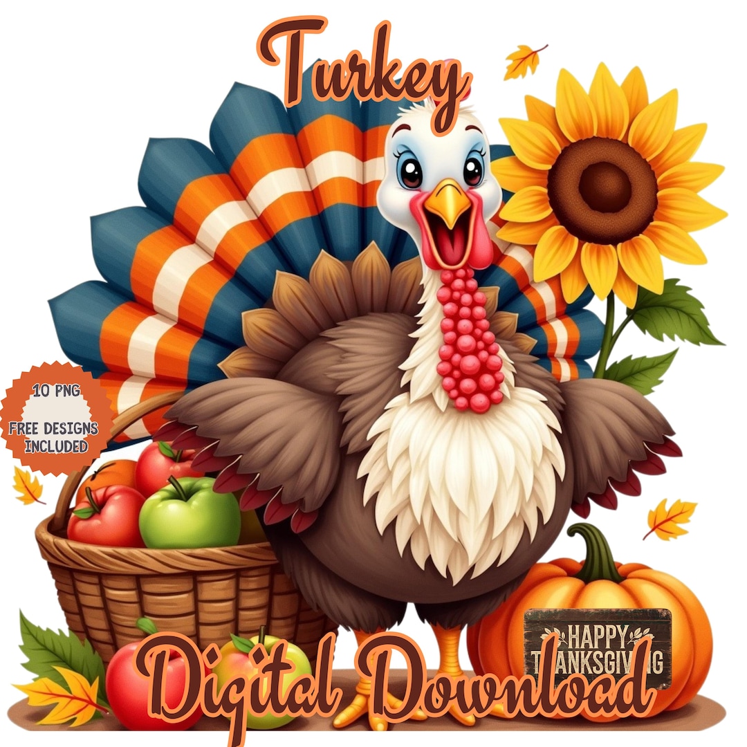 Thanksgiving Turkey Clipart: Autumn Watercolor Animal Art (PNG, JPG ...