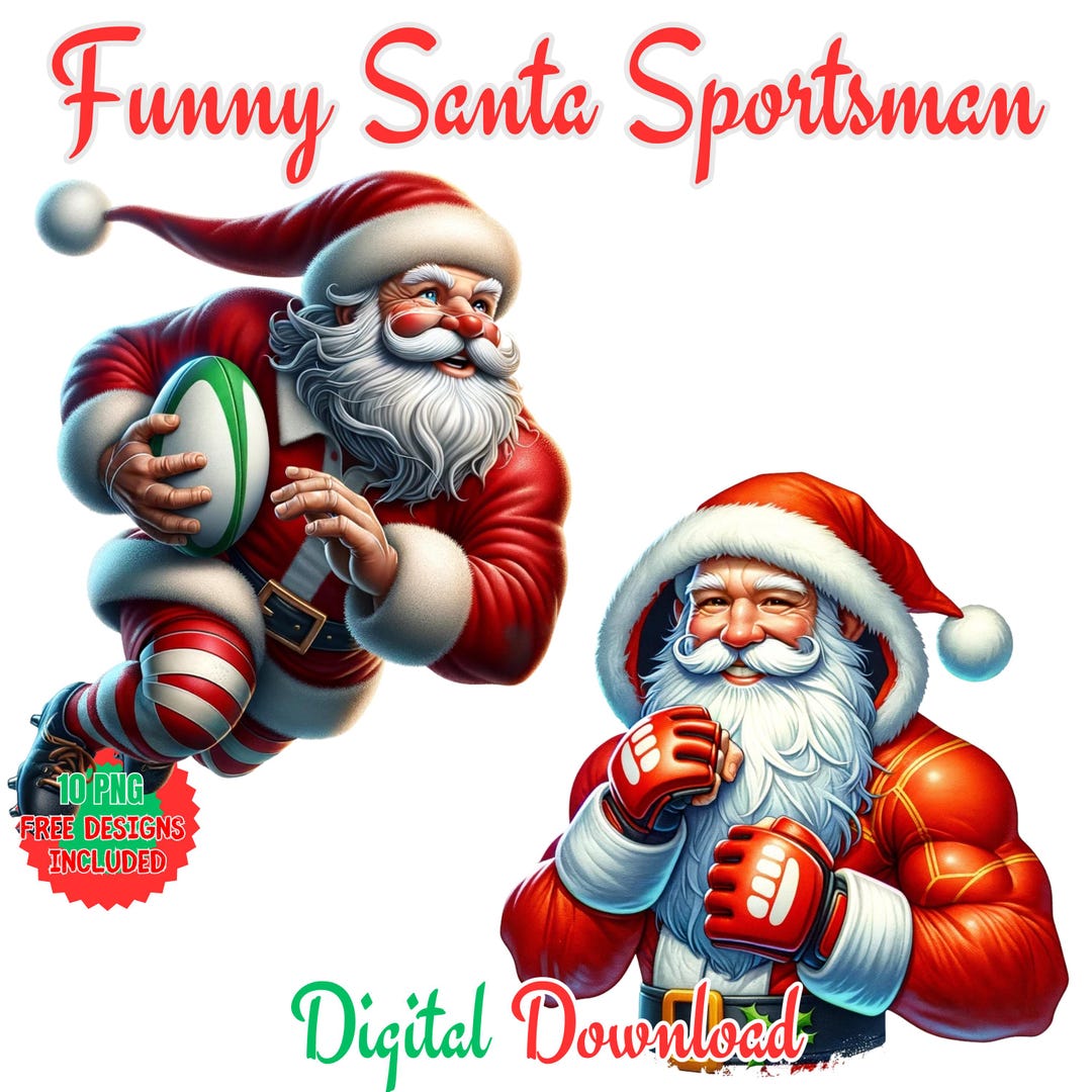 Watercolor Santa Claus Sportsman PNG Clipart. Festive Bundle 28 Images ...