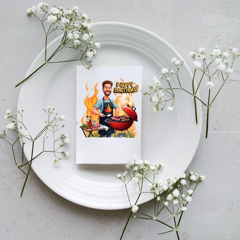 Watercolor BBQ Birthday Clipart: Funny Grill Party PNG (digital ...