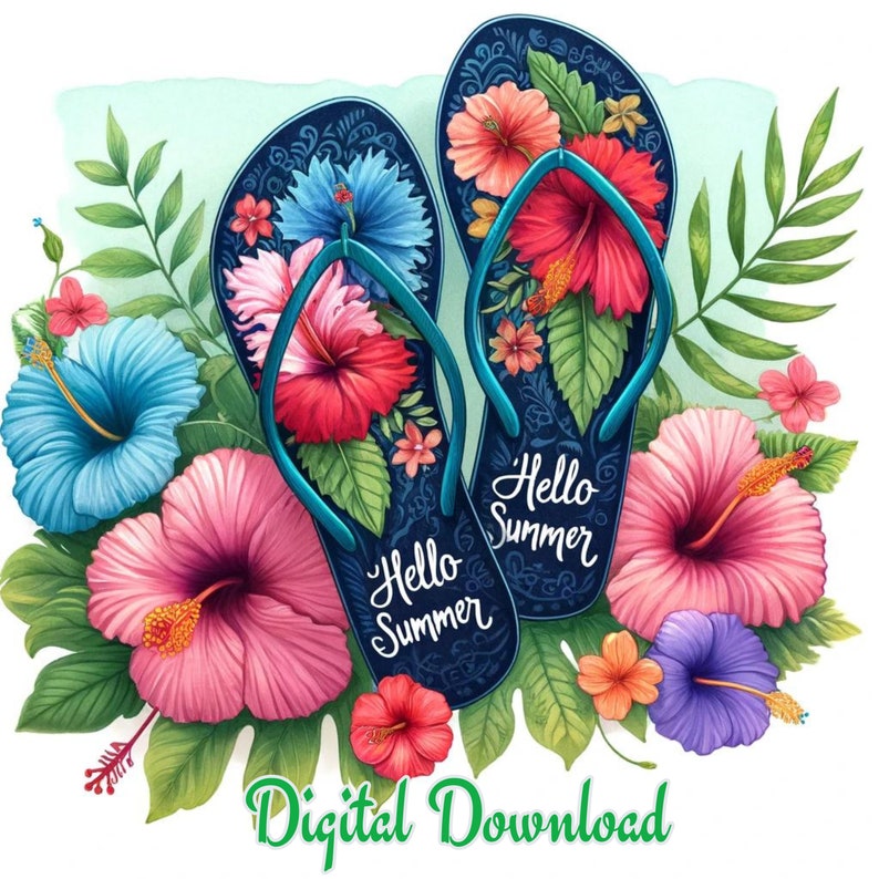 Summer Flip Flops Clipart, Colorful Summer Clipart Bundle. Summer Shoes ...