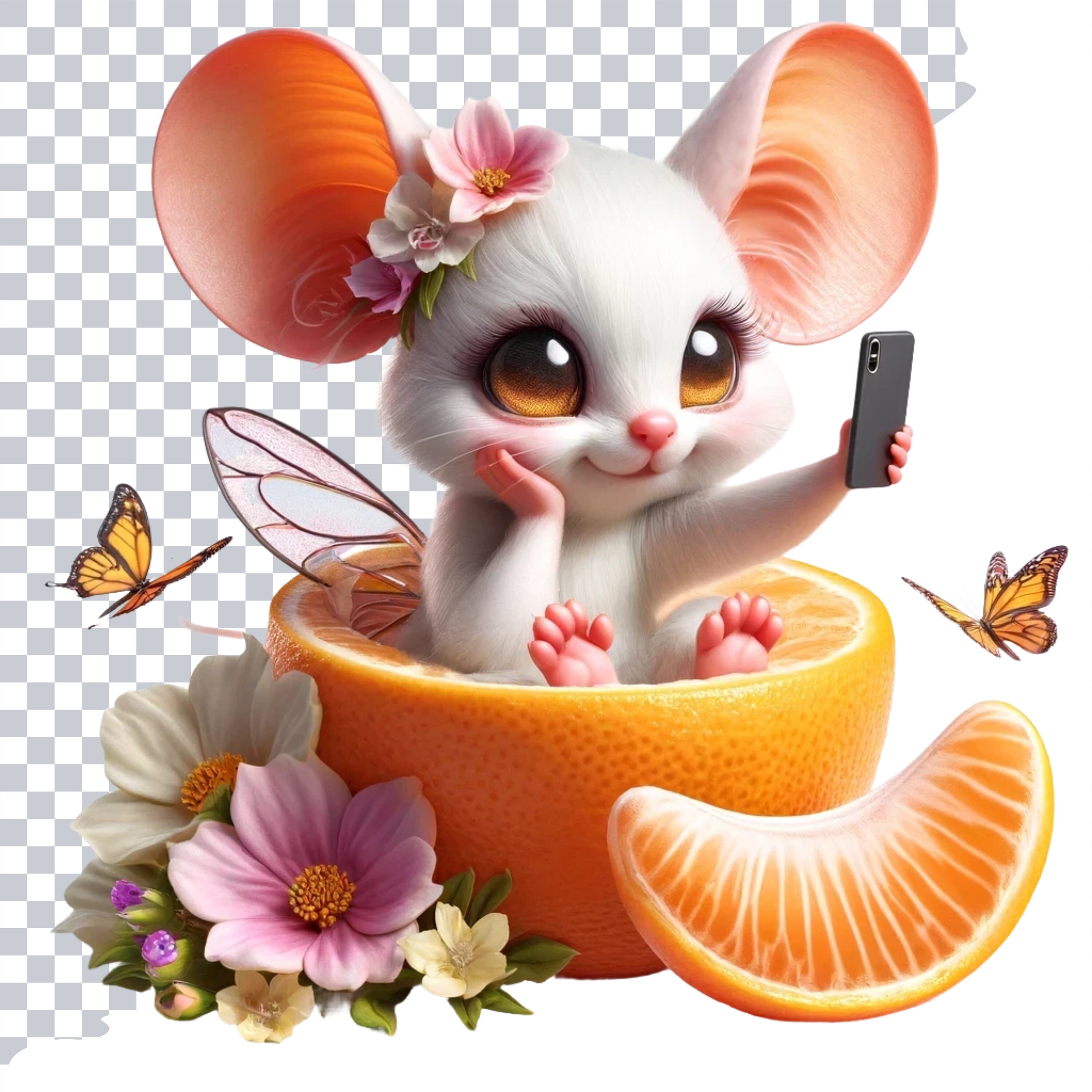Magic Mandarin Mouse Clipart: Watercolor Mouse With Wings (PNG & JPG ...