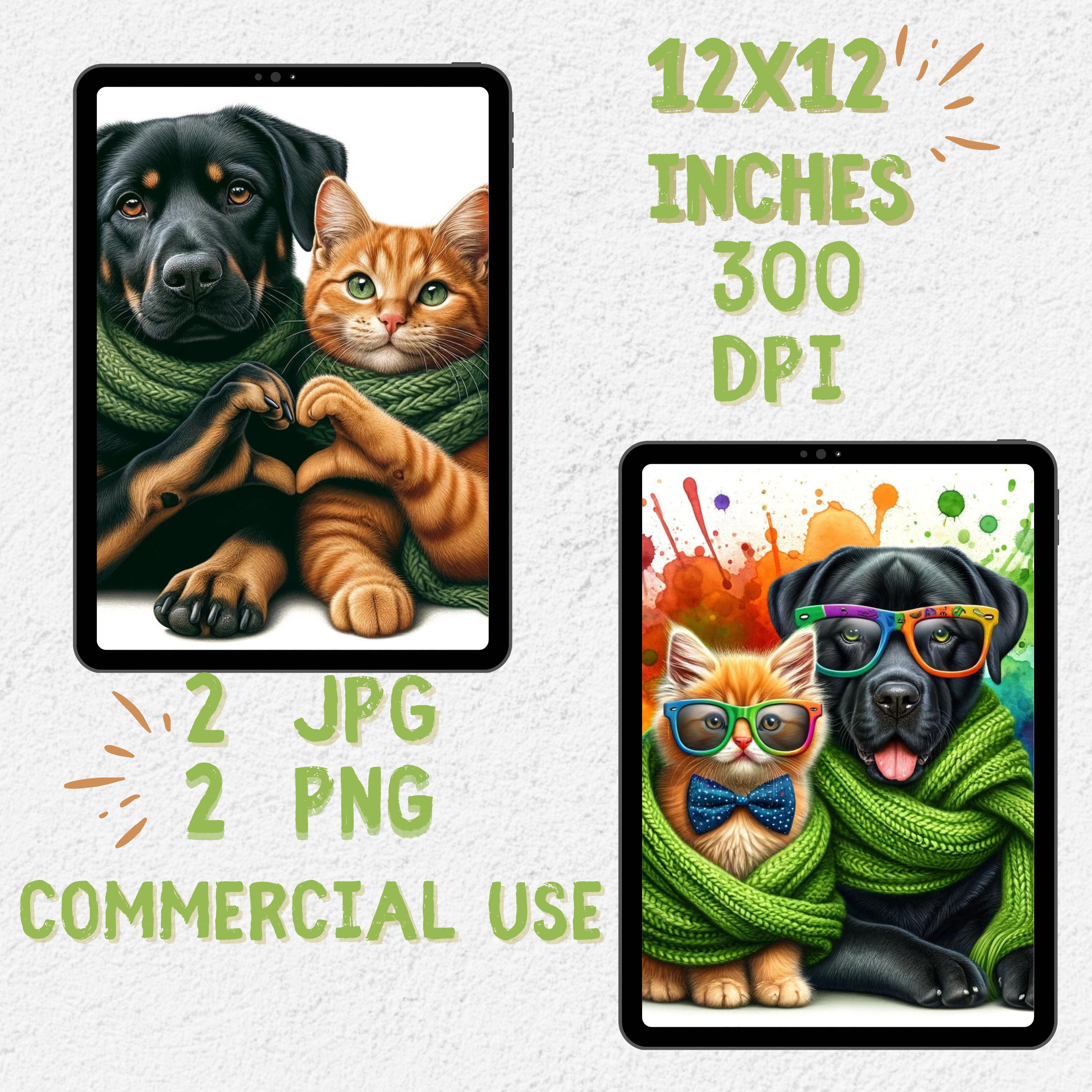 Watercolor Cat and Dog Friendship Clipart: Nursery Decor (digital ...