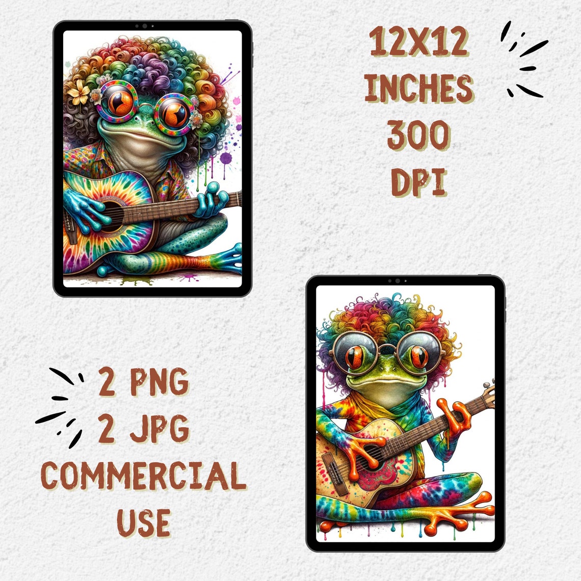 Watercolor Green Frogs Clipart, Whimsical Frog With Acoustic Guitar PNG ...