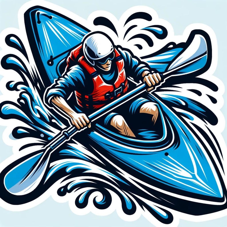 Watercolor Kayak Adventure Clipart. Travel Illustration. Water Sport ...