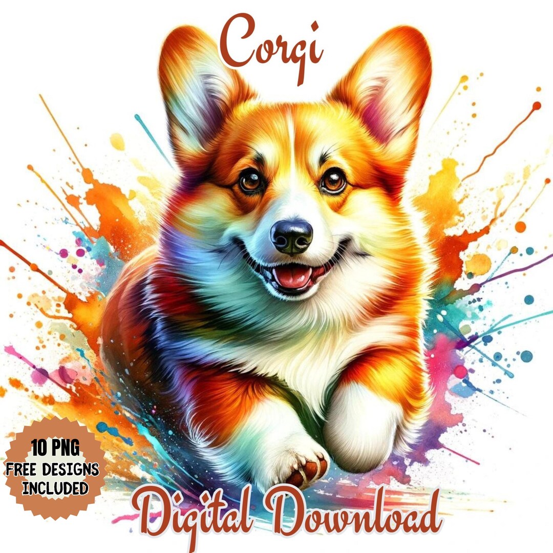 Watercolor Corgi Dog Clipart. Dog Sublimation Png. Printable Dog ...