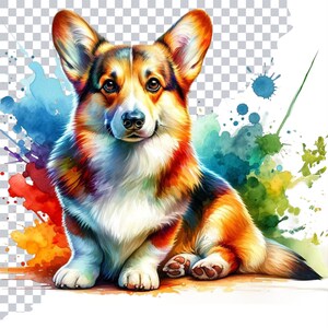 Watercolor Corgi Dog Clipart. Dog Sublimation Png. Printable Dog ...