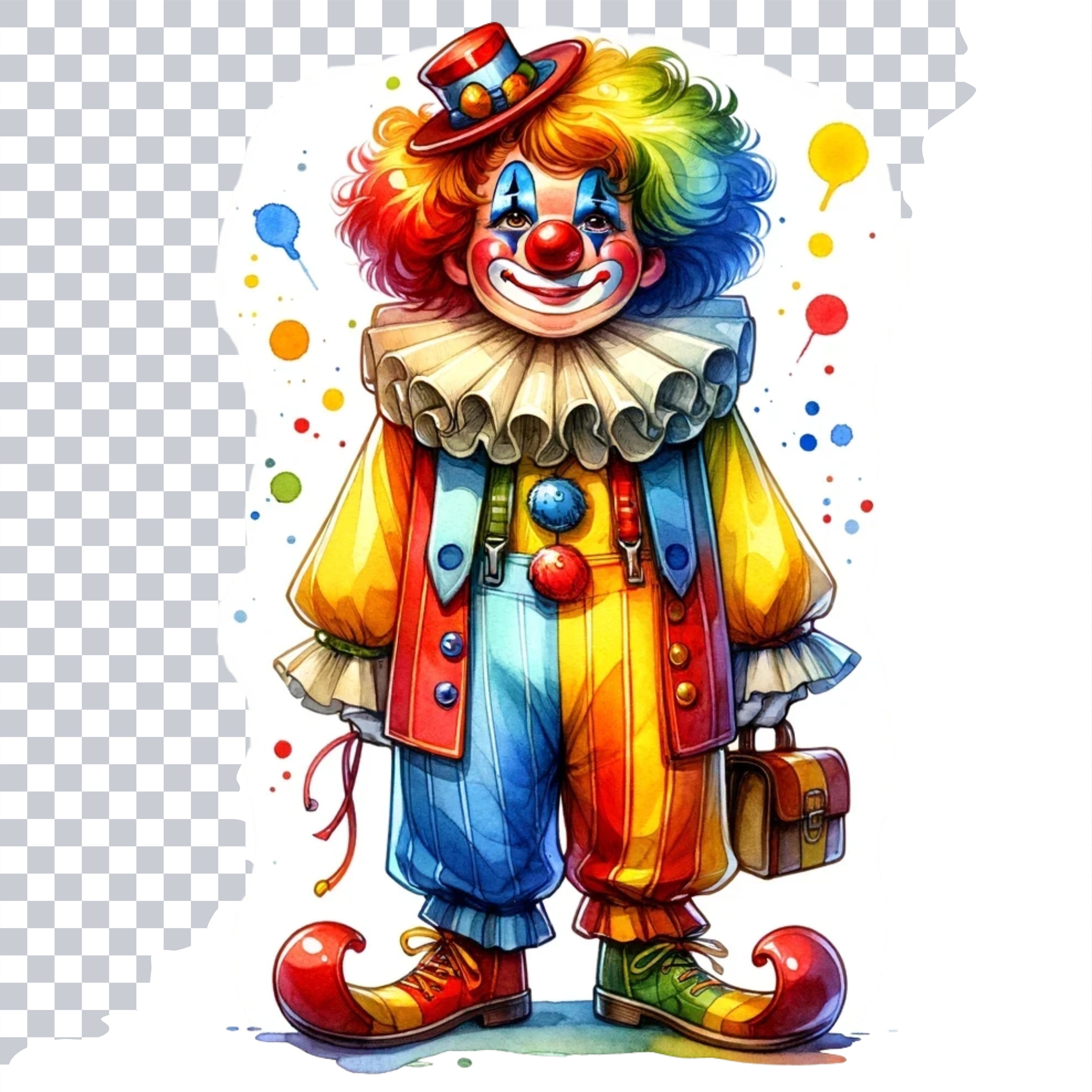 Cute and Cheerful Clown Clipart Watercolor. Gnome-clown, Adorable ...