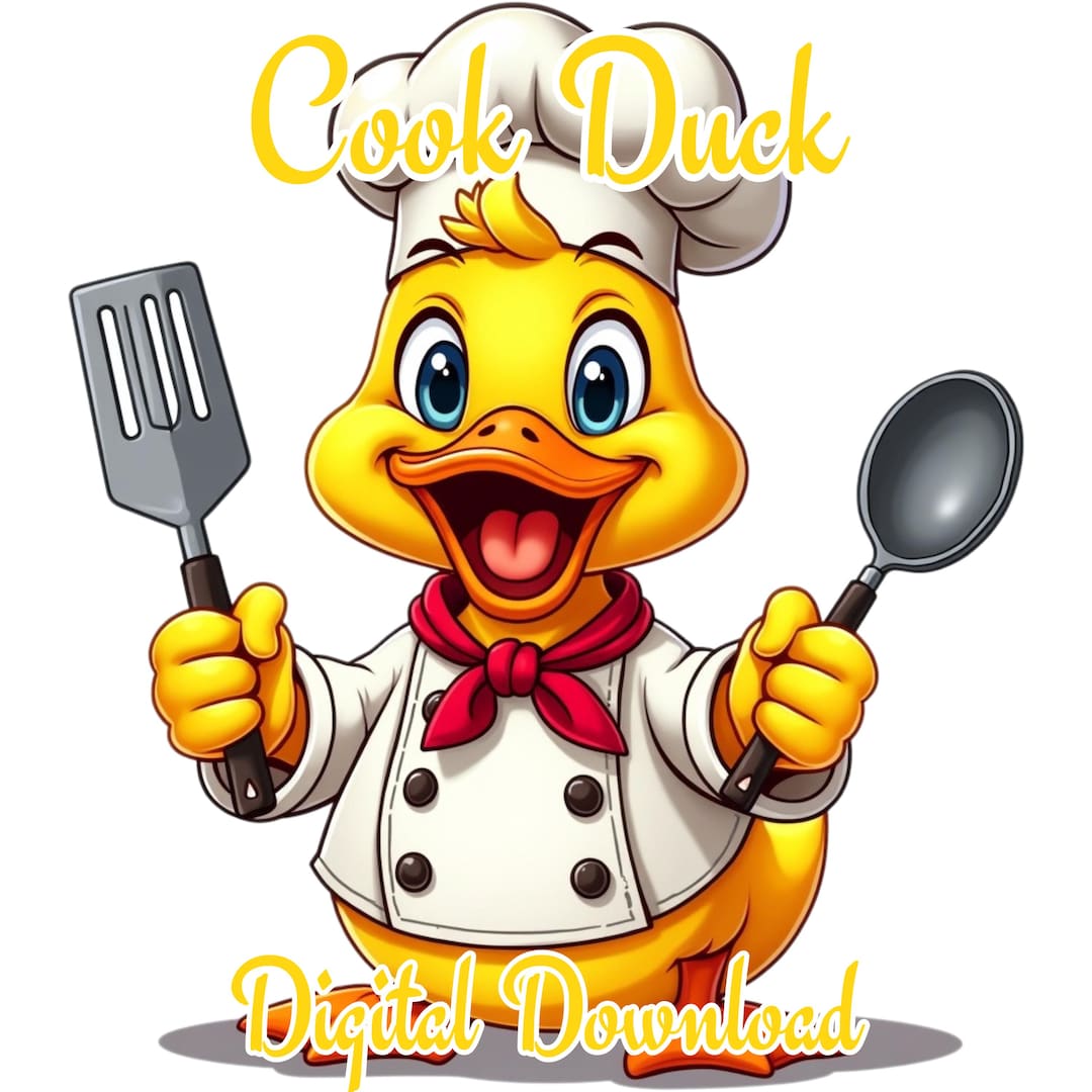 Cute Duck Chef Cooking Kitchen Clipart. Mallard Duck Digital File ...
