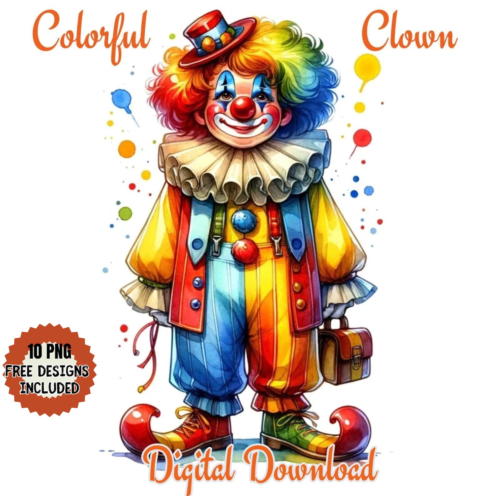 Cute and Cheerful Clown Clipart Watercolor. Gnome-clown, Adorable ...