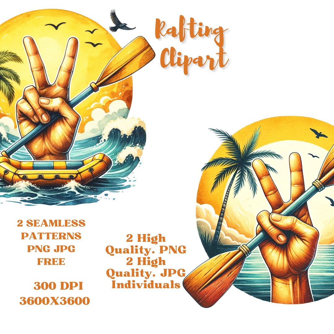 Extreme Rafting Clipart: Adrenaline Water Sports & River watercolor PNG ...