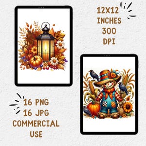 Watercolor Fall Clipart Bundle. 32 High Quality Designs Png & Jpg ...