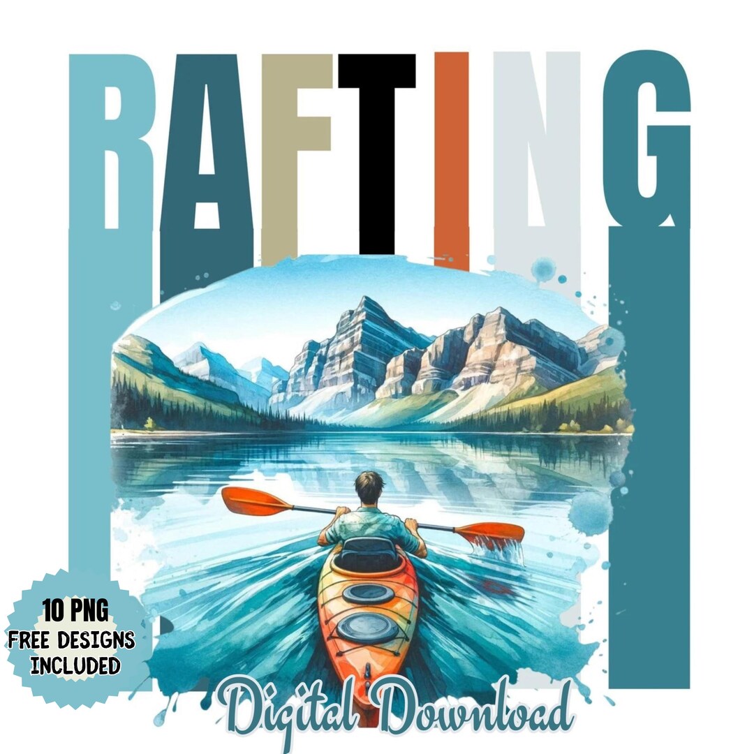 Rafting Adventure Bundle: River Clipart, Watercolor Art. Mountain River ...