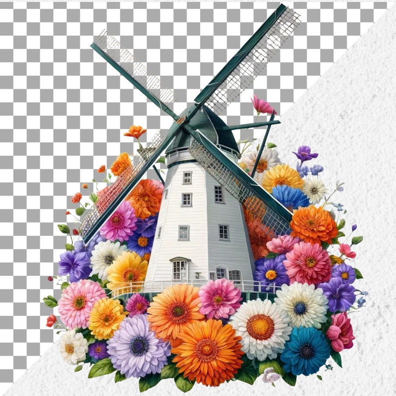 Watercolor Floral Windmill Clipart Bundle (digital Download) - Etsy