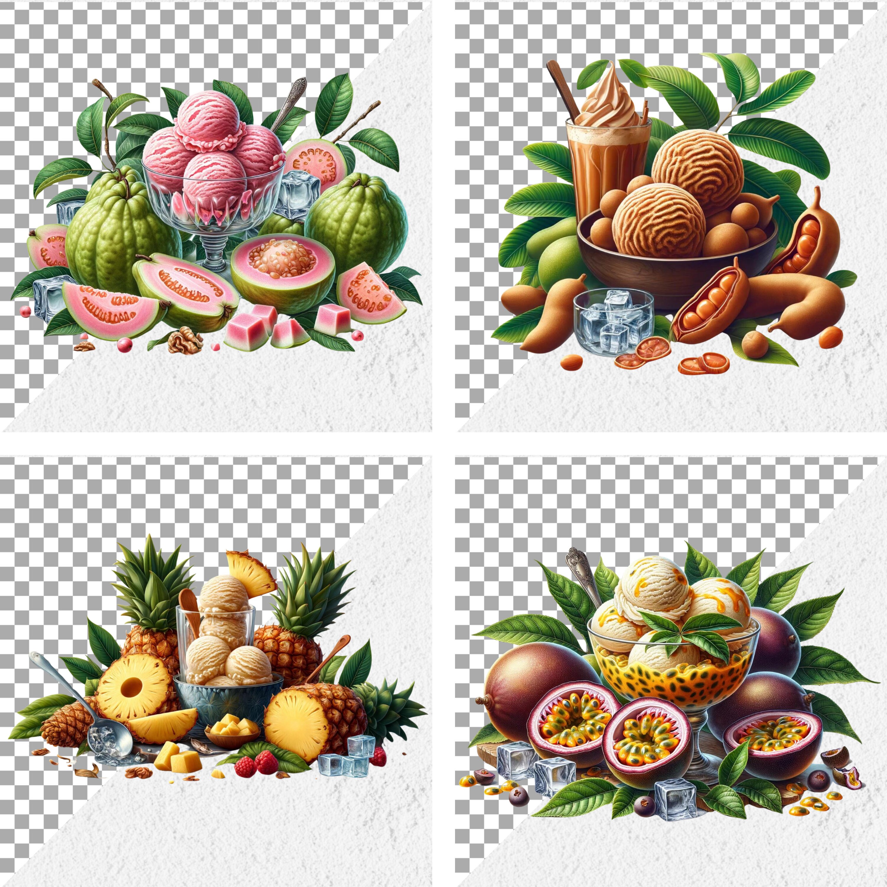 Tropical Summer Ice Cream Clipart Bundle Watercolor , Flavored Tasty ...