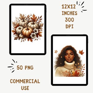 Watercolor Rustic Autumn 50 Clipart Bundle, Fall Clipart PNG, Neutral ...