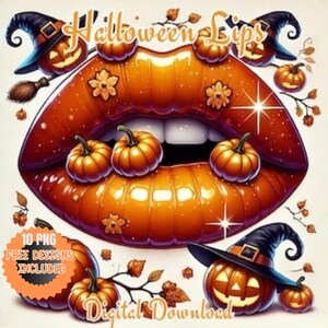 Woman's Lips Clipart. Pumpkin Lips With Halloween and Fall PNG and JPG ...