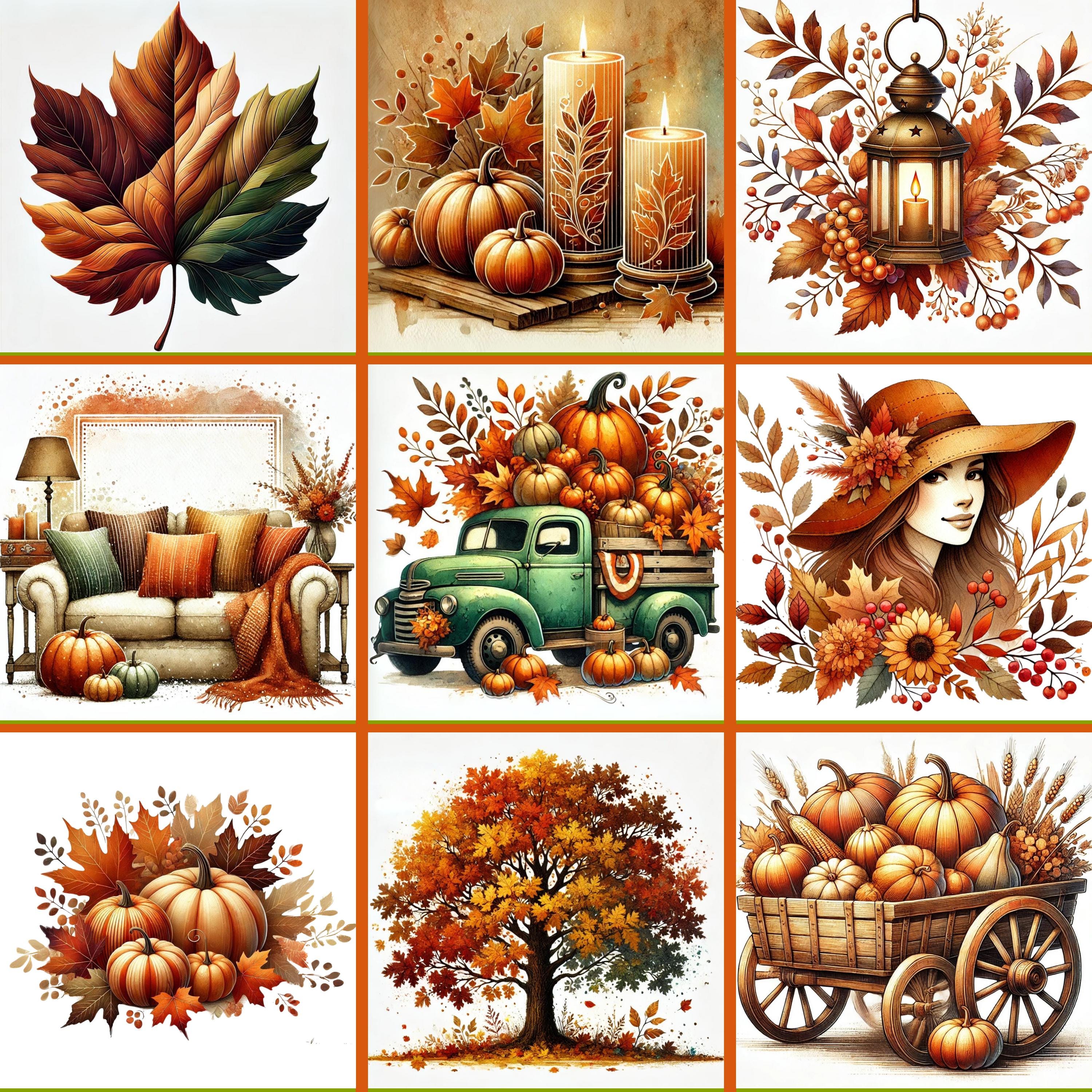 Watercolor Autumn Clipart Bundle, Rustic Boho Fall Images (PNG, JPG ...