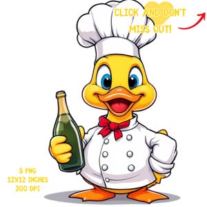 Cute Duck Chef Cooking Kitchen Clipart. Mallard Duck Digital File ...