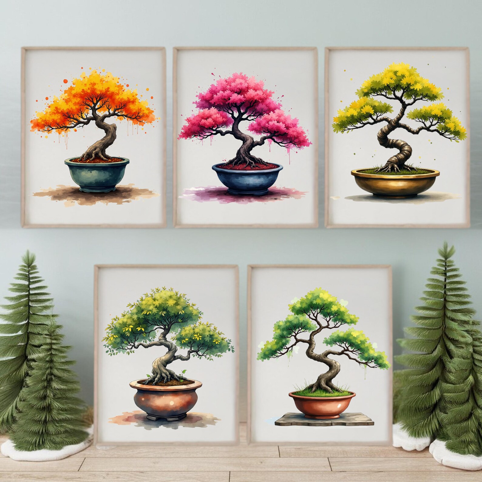 Watercolor Bonsai Tree Clipart. Elegant Japanese Bonsai. Bonsai ...