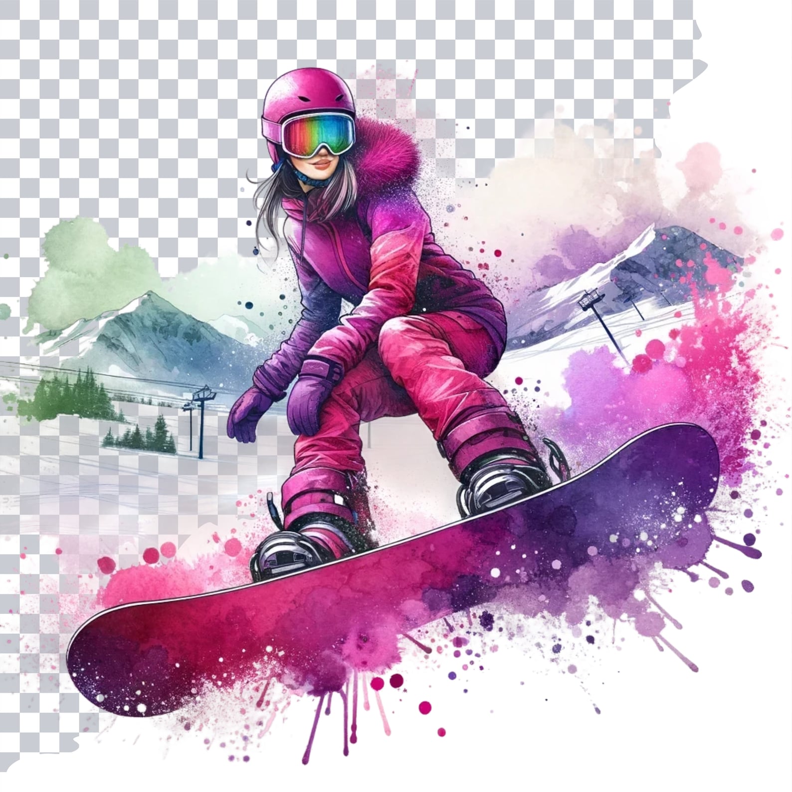 Watercolor Snowboarding Clipart Png, Extreme Sport Clipart, Adventure ...