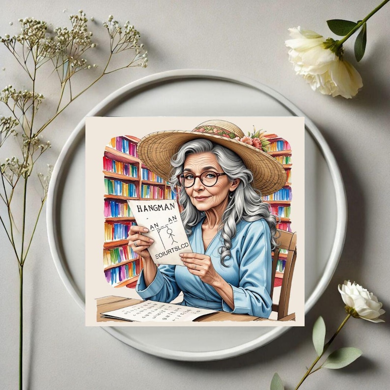 Grandma Playing Cards PNG: Funny Senior Lady Clipart (digital Download ...