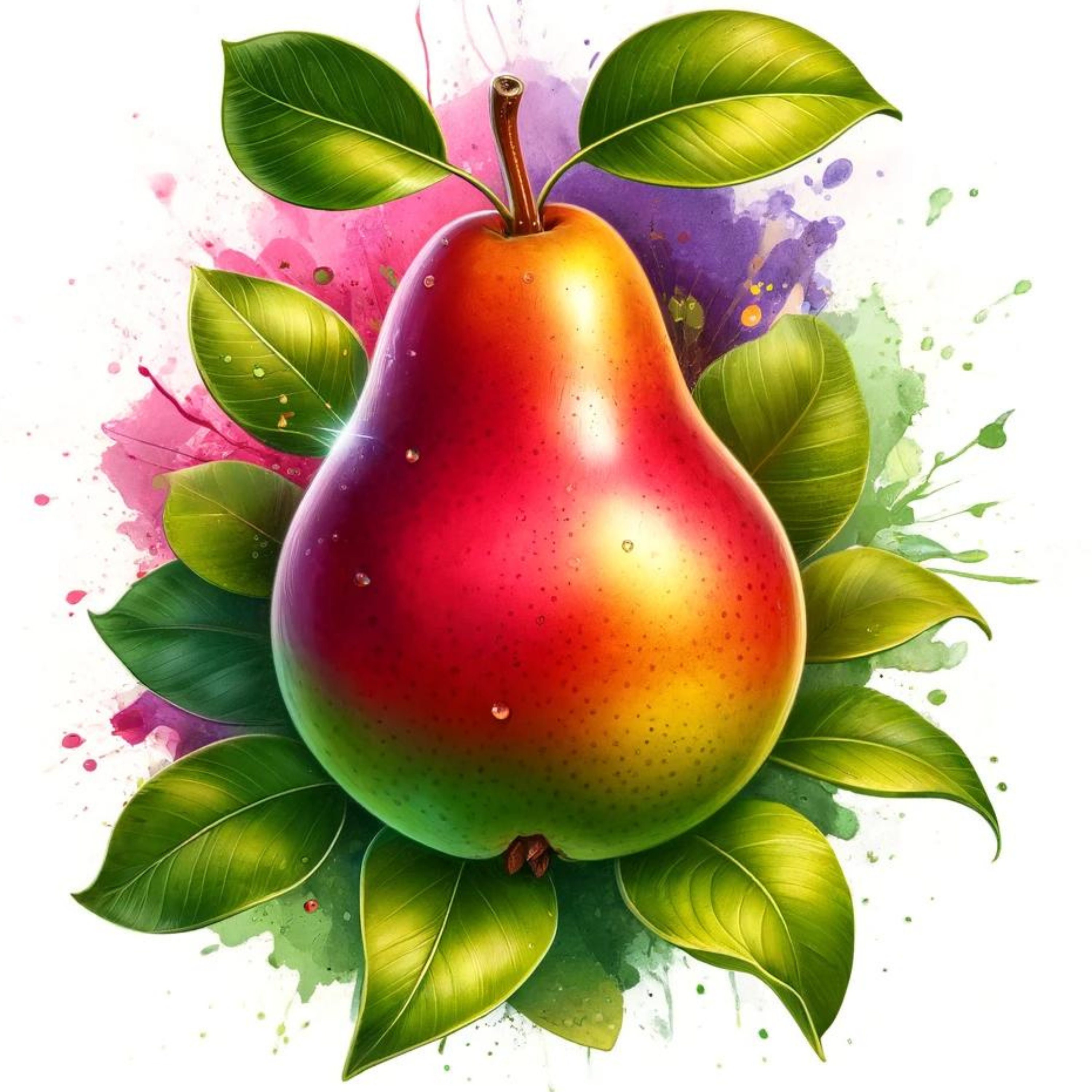 Watercolor Fruits Clipart. Red Apple, Banana, Strawberry, Green Apple ...