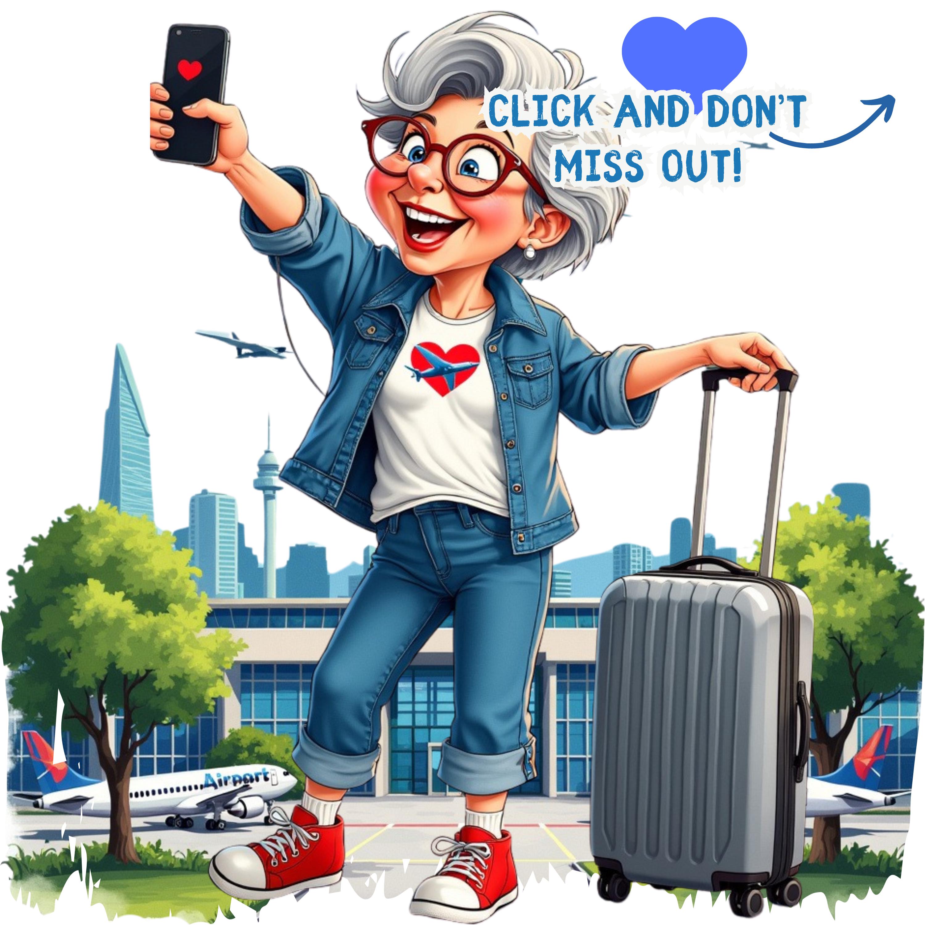 Grandma Traveling Watercolor Clipart Bundle (PNG & JPG) (digital ...