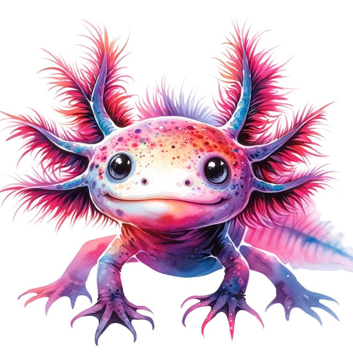 Watercolor Axolotl Clipart, Cute Amphibian Art (PNG, JPG, PDF) - Etsy UK