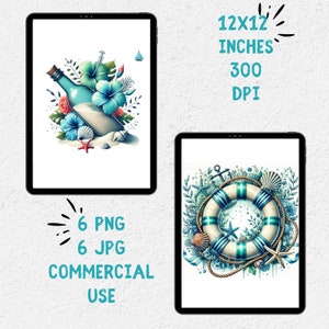 Watercolor Summer Clipart Png. Nautical, Beach, Travel, Adventure ...