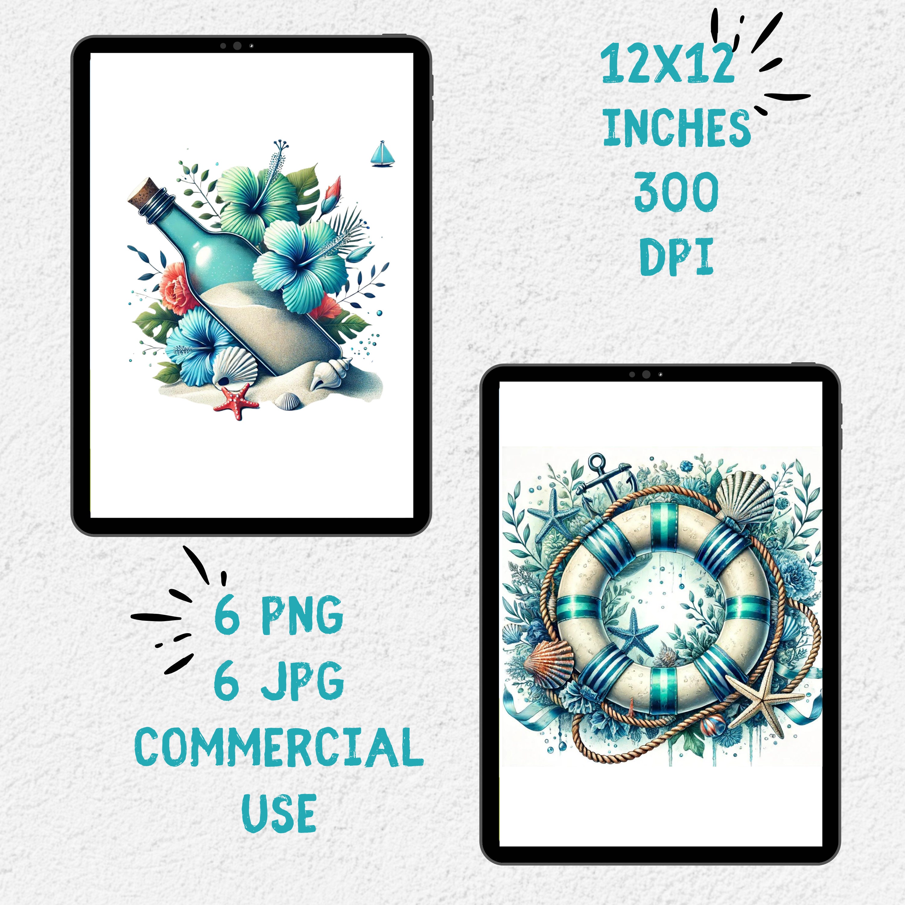 Watercolor Summer Clipart Png. Nautical, Beach, Travel, Adventure ...