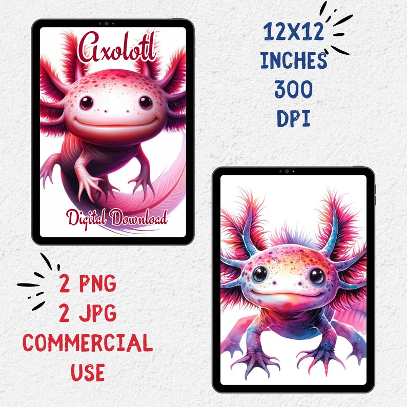 Axolotl Watercolor Clipart. Cute Axolotl Aquatic Art. Axolotl Png ...