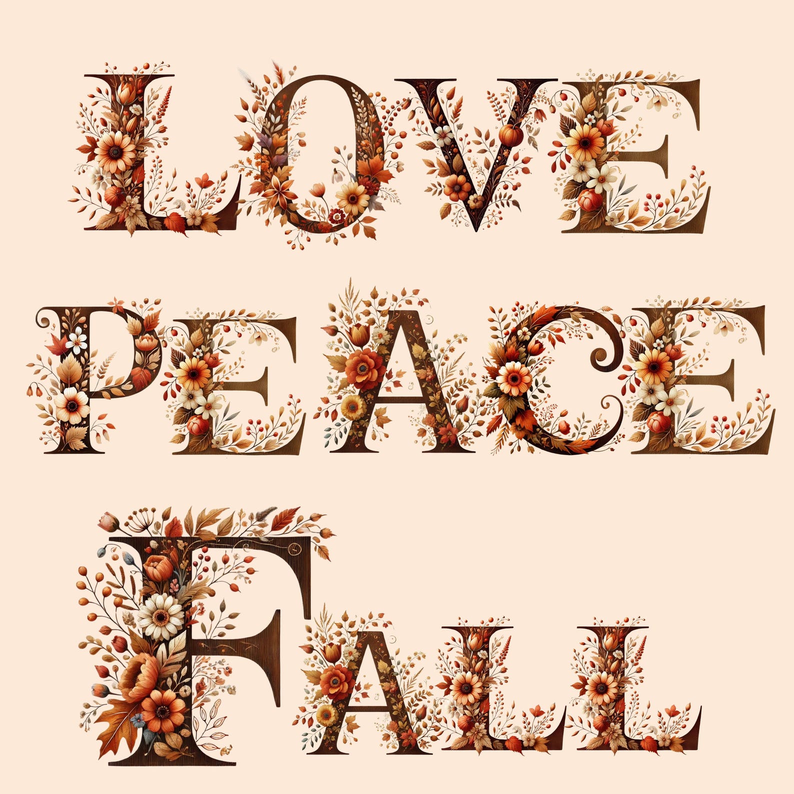 Autumn Floral Alphabet Clipart PNG, Fall Alphabet Watercolor, Fall ...