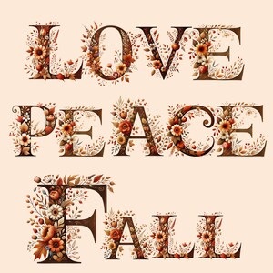 Autumn Floral Alphabet Clipart PNG, Fall Alphabet Watercolor, Fall ...