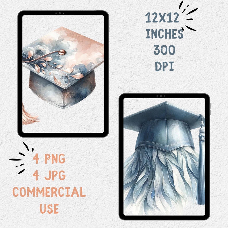 Watercolor Graduation Hat Clipart, Graduation Students, Graduation DIY ...