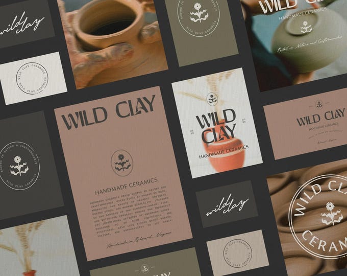 Elegant, Luxury Semi Custom Brand Kit With Coastal Vibes | Premade Logo ...