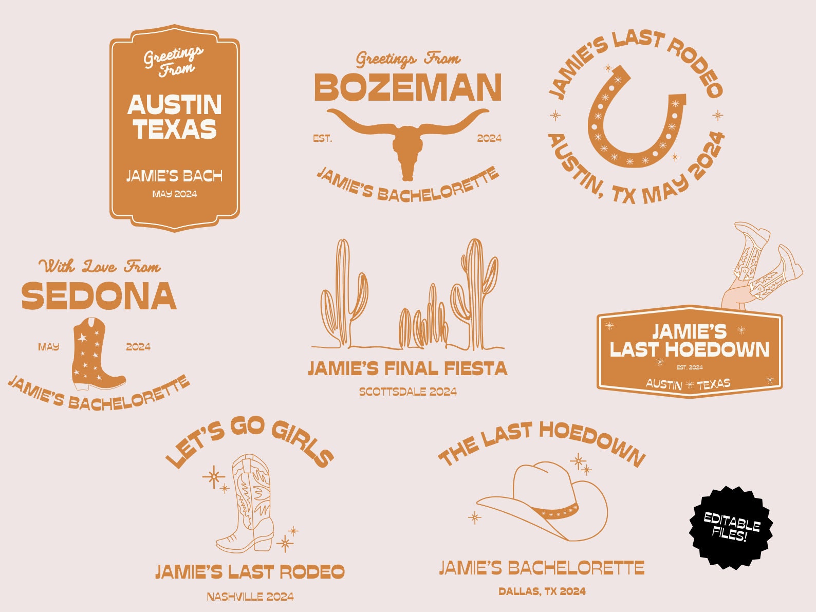 Custom Western Bachelorette Party Logo, Austin TX Bachelorette Logo ...