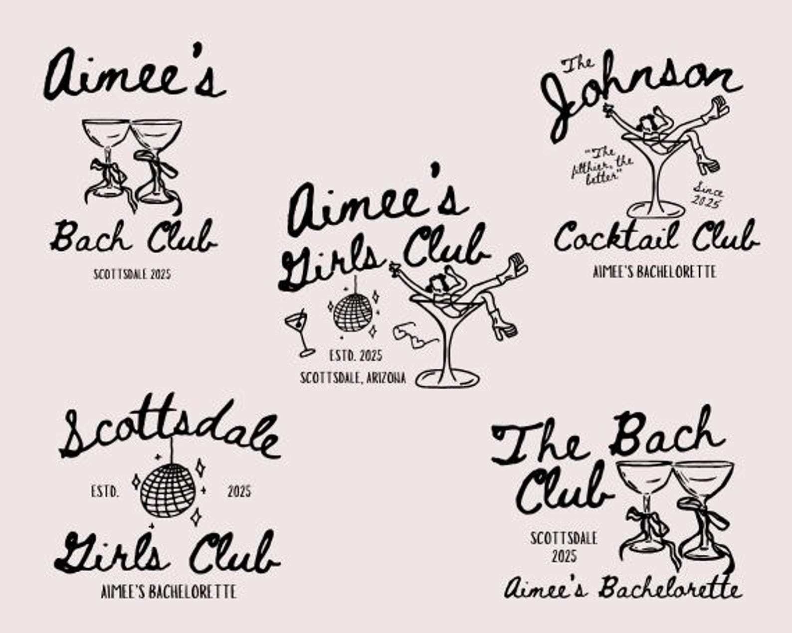 Custom Girls Club Bachelorette Party Logo, Scottsdale Bachelorette Logo ...