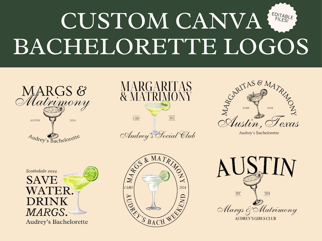6 Editable Luxe Margs & Matrimony Party Logo Pack | Canva Templates ...