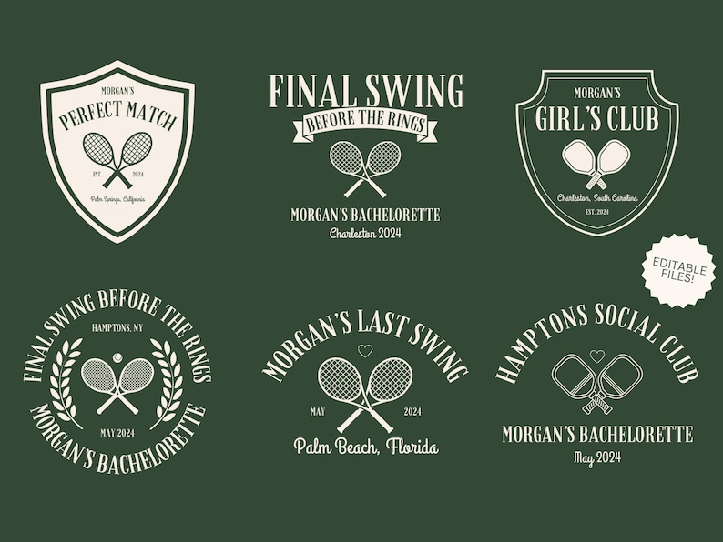 8 Editable Country Club Bachelorette Party Logo Pack Canva Templates ...