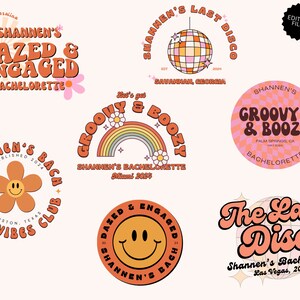 8 Editable Retro Bachelorette Party Logo Pack | Canva Templates ...