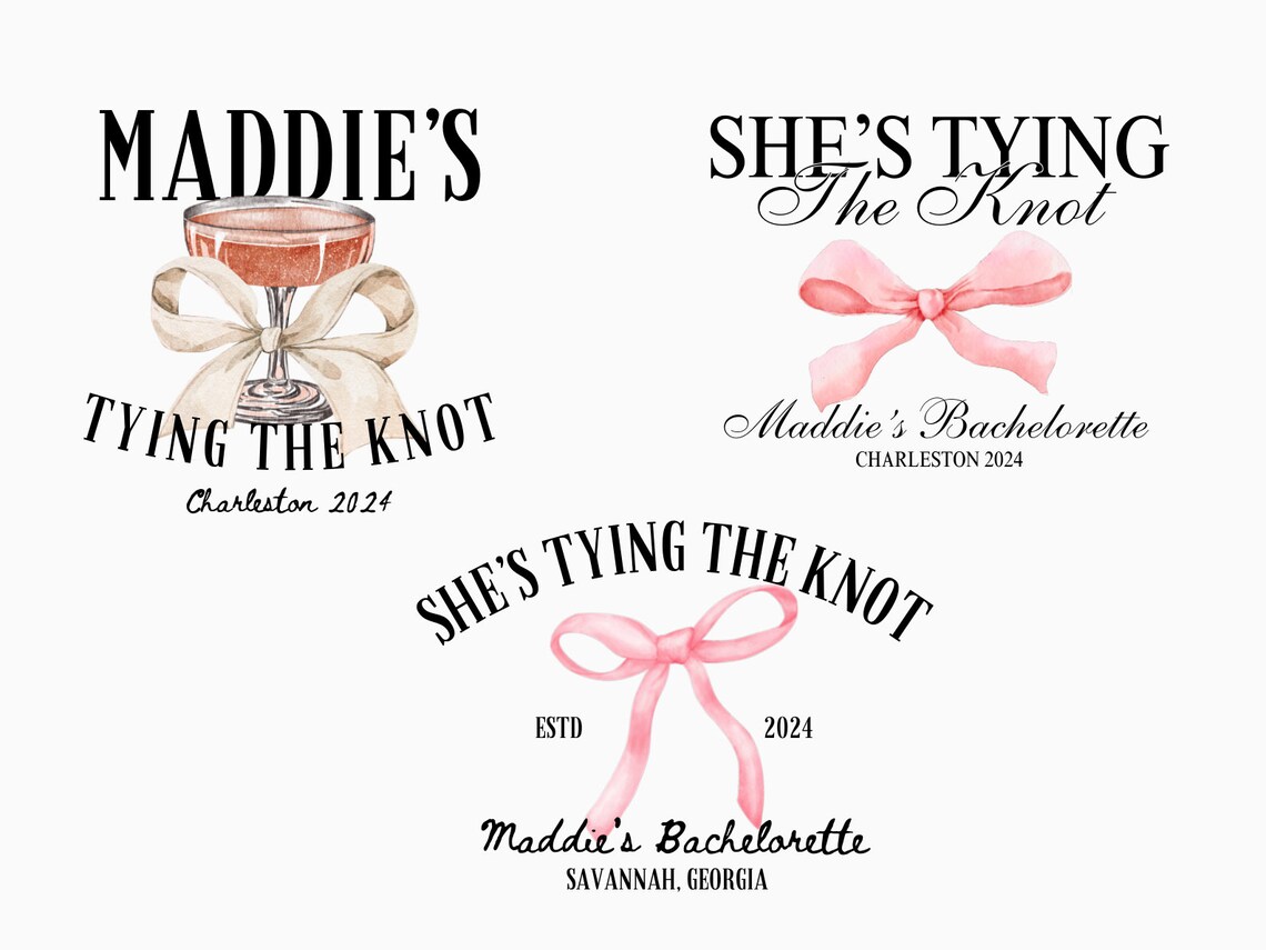 6 Editable Tying the Knot Party Logo Pack Canva Templates Customizable ...