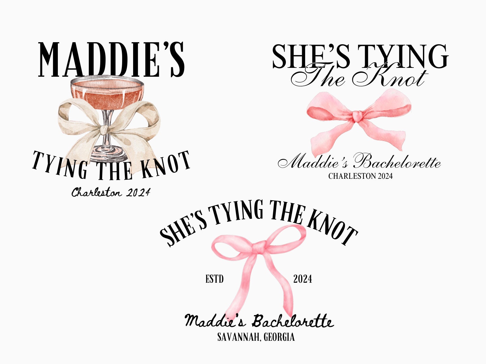 6 Editable Tying the Knot Party Logo Pack Canva Templates Customizable ...