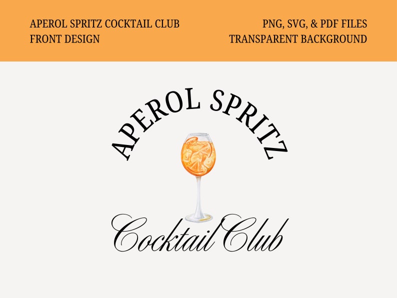 Aperol Spritz Cocktail Club Logo | SVG, PNG, PDF | Trendy Shirt Design ...