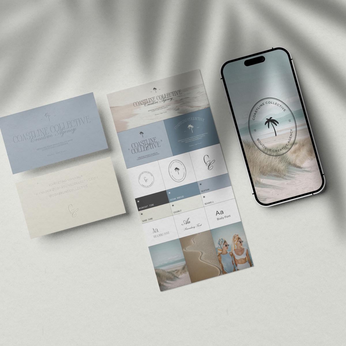 Elegant, Luxury Semi Custom Brand Kit With Coastal Vibes | Premade Logo ...